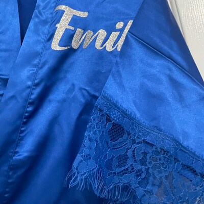 Royal Blue Bridesmaid Robes, Royal Blue Satin Robes, Royal Lace Robes ...