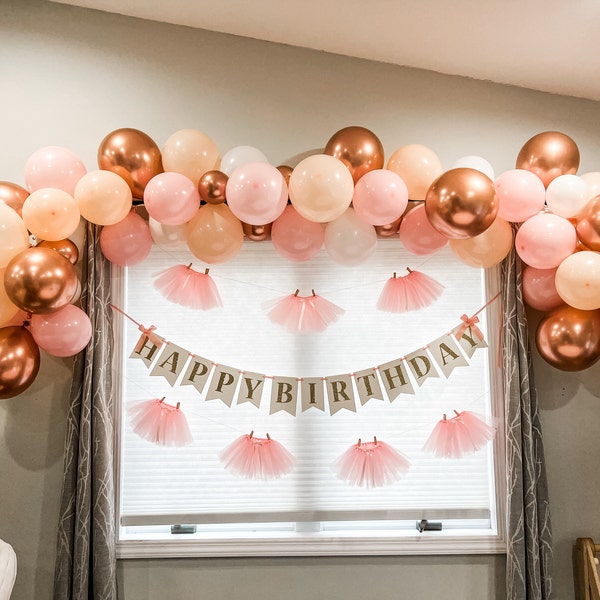 Blush Pink & Gold Birthday Banner With Bows - Etsy