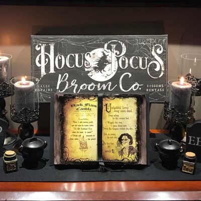 Hocus Pocus Sign Halloween Home Decor Spooky Witch Flying Broom Full ...