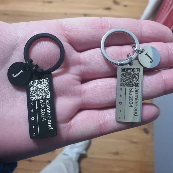 Music or Youtube QR Code, Custom Engraved, Song or Video Link Keyring ...