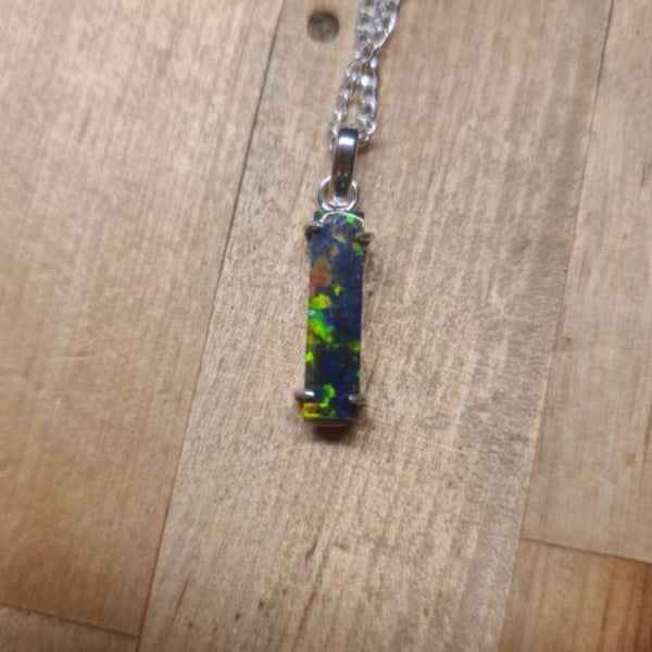 A+black Solid Opal Black Flame Raw Pendant, 925 Sterling Silver Chain ...