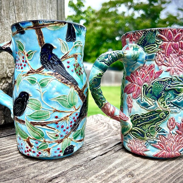 12 Oz Medium Mug, Porcelain, Texture, Ceramic Mug, Pottery Mug, Tea Mug ...