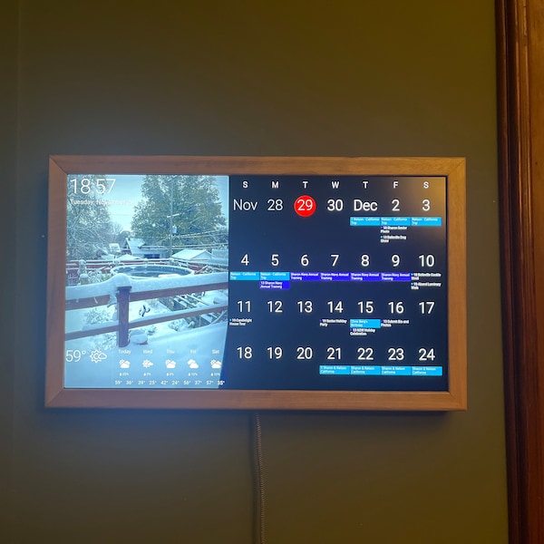 Digital Calendar 24 Inch in Wooden Frame, Home Planner, Family Command ...