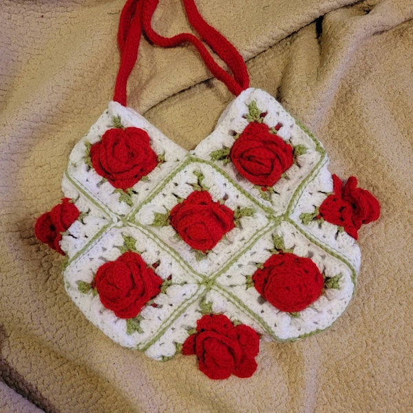 CROCHET PATTERN Rose ‘and’ Square, Crochet Rose Pattern. US Terms ...