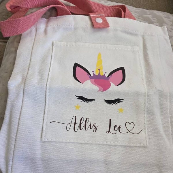 Personalized Kids Tote Bag,custom Name Canvas Tote Bag,kids Name Tote ...