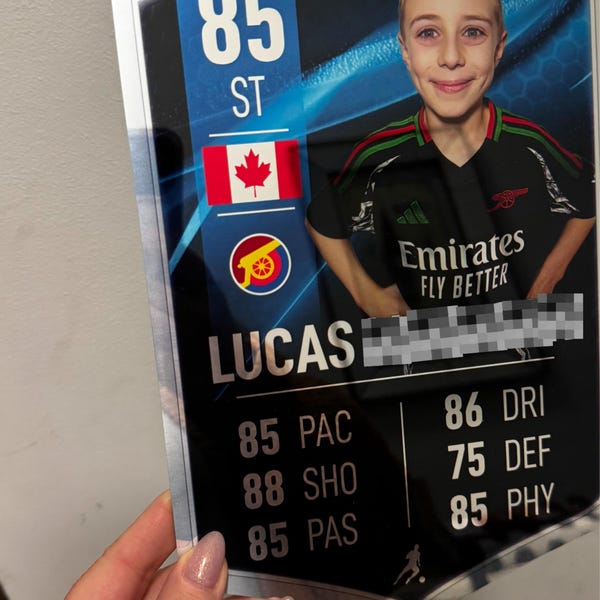 Personalised Football Cup Player Stats Card Sign With Choice of ...