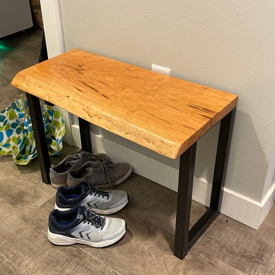 Modern Live Edge Bench / Entry Way Bench / Hand Made Solid Wood Bench ...