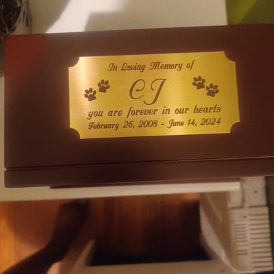 Pet Memorial Engraved Solid Brass Urn Plate paw Prints Personalized ...