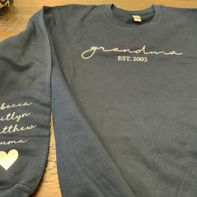 Personalized Grandma Sweatshirt With Grandkids Names on Sleeve, Custom ...
