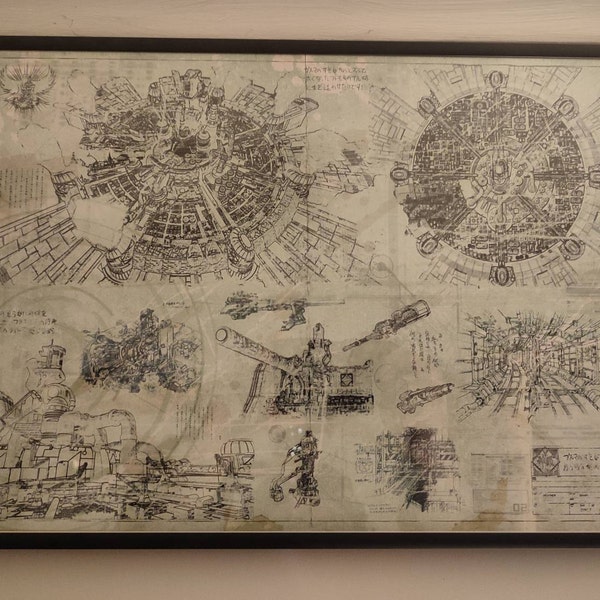 Final Fantasy - Midgar Blueprint / Aged Specs (A2 = 420mm*594 or 16.5 ...