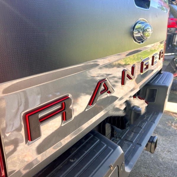 Red With Black Outline Raised Tailgate Insert Letters Tailgate Letters ...