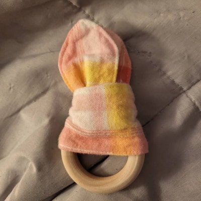 Baby Teether, Bunny Ear Teether, Baby Teething Ring, Baby Toy, Easter ...