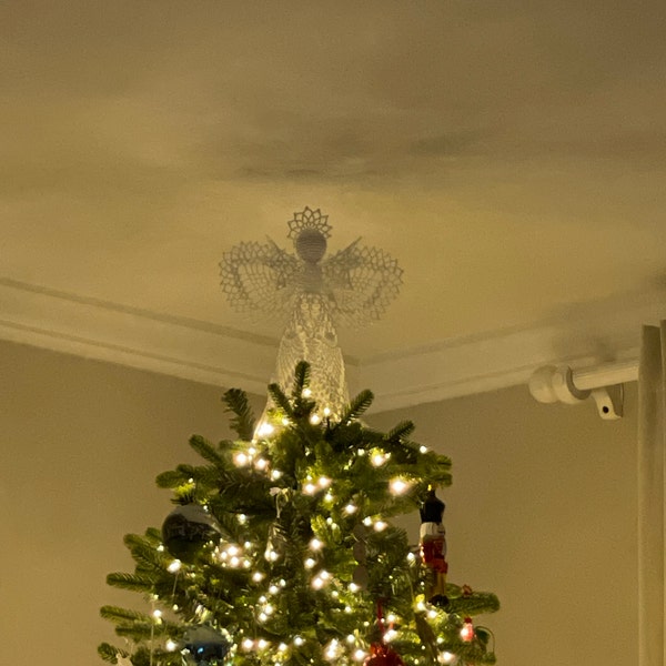 Large 12" Christmas Angel Tree Topper, Ornament, Décor, Gift; Bridal ...