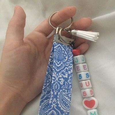 Custom Wristlet Keychain, Paisley Keychain, Key Fob Wristlet, Mothers ...