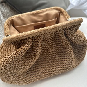 Small Raffia Beige Clutch Bag for Women Straw Knitted Raffia Bag Pouch ...