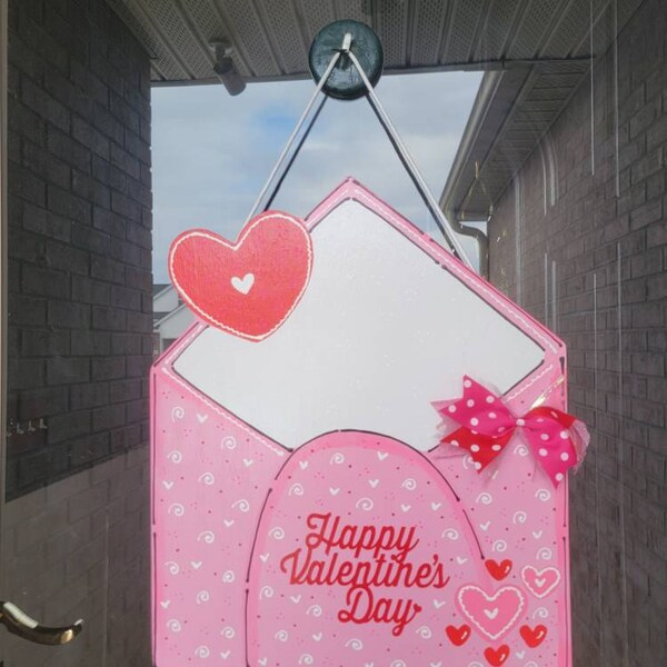 HAPPY VALENTINE'S DAY Envelope Sign Wall Art Door Hanger Holiday Decor ...