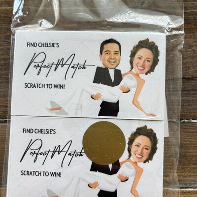 Bridal Shower Scratch off Game Perfect Match Personalized Bride Groom ...