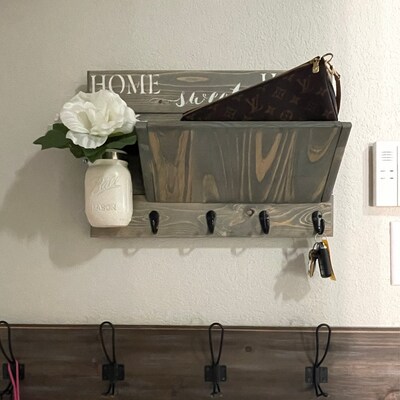Rustic Home Decor, Key Holder, Rustic Decor, Key Rack, Home Sign, Mail ...