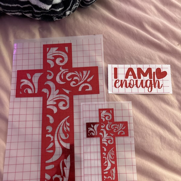 Tooled Pattern Cross | Permanent Decal - Etsy