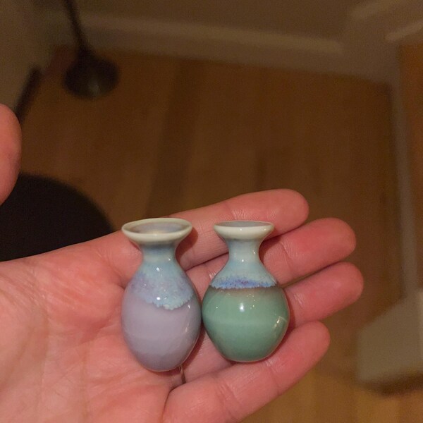 Miniature Glazed Ceramic Vase, Mini Vases, Unique Tiny Vases, Small Glazed Vase Dollhouse Decor ...