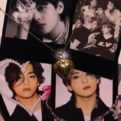 BTS Heart Locket Necklace Luxury Jewelry Photo Locket Shine, Dream ...