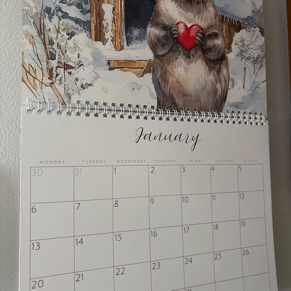 2025 Rabbit Desk Calendar - Watercolor Bunny Monthly Calendar ...