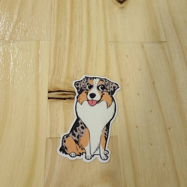Australian Shepherd Sticker || Aussie Chibi Puppy Dog, Vinyl, Hand ...