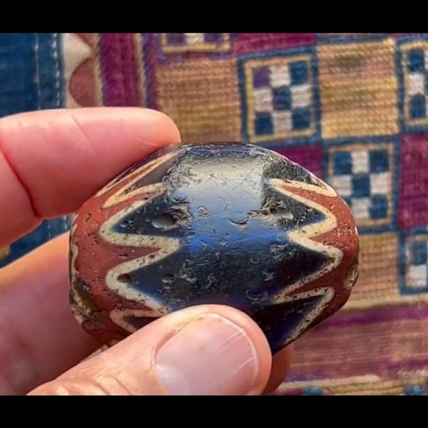 Cameroon Chevron Bead - Antique 7 Layers Rosetta Bead Collected in ...