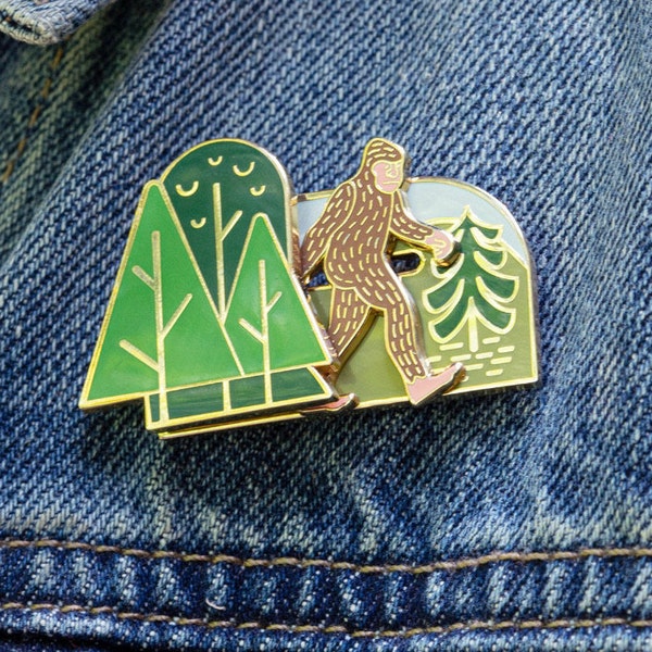 Sasquatch Sliding Enamel Pin - Etsy