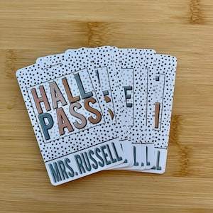 Boho Vibes Theme Classroom Hall Passes for Teachers, Personalized, Set ...