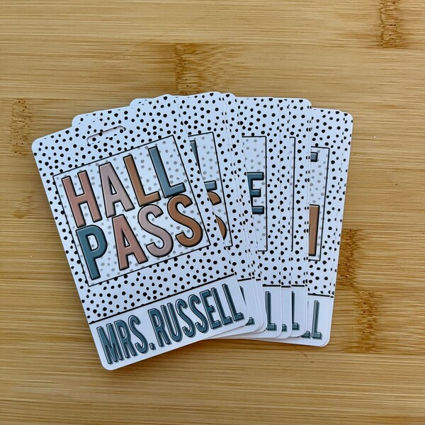 Boho Vibes Theme Classroom Hall Passes for Teachers, Personalized, Set ...