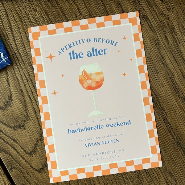 Aperol Spritz Bachelorette Weekend Invite and Itinerary Template ...