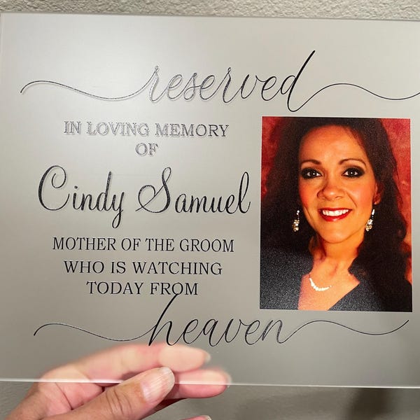 Reserved Acrylic Memorial Sign, Acrylic Memorial Sign, Frosted Acrylic ...