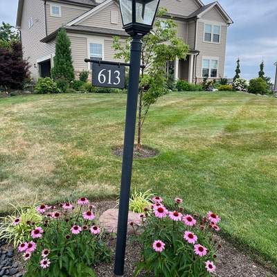 HANGING House Numbers Mailbox Lamppost carved Stone Address Plaque ...