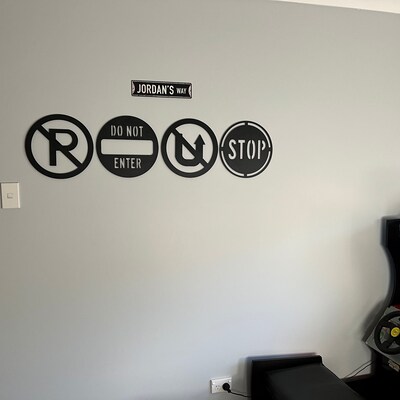 Traffic Sign Wall Art Road Signs Home Decor Stop Wood Hanging No ...