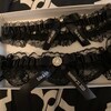 Black Lace Garter Set, Red Satin Bow, Rhinestone Hearts Charm, Heat ...