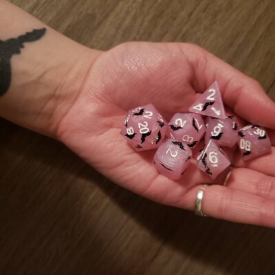 Pink and Black Bats Dice Set for Dungeons and Dragons. Pastel Goth ...