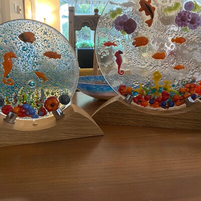 Glass Art Display Stand With Tealight Holder. Glass Fusion Fused Glass ...