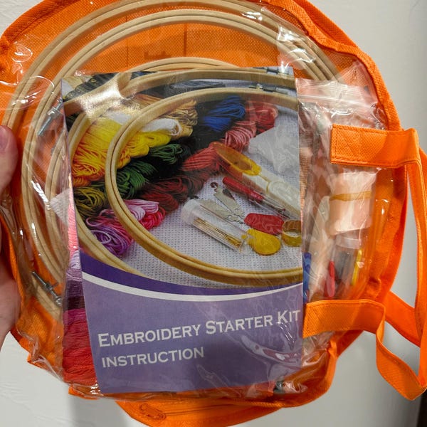 Embroidery Starter Kit Cross Stitch Tool Kit 100 Color Embroidery ...