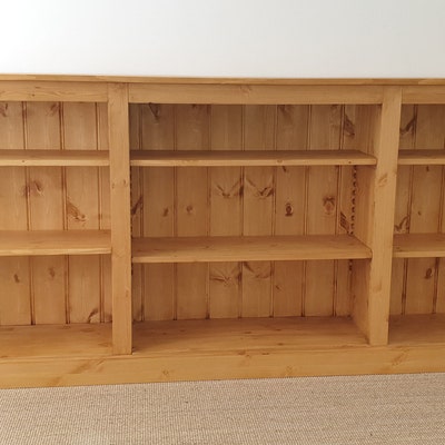 Solid Pine 8ft Tall Bookcase, Adjustable Display heavy Duty Library ...
