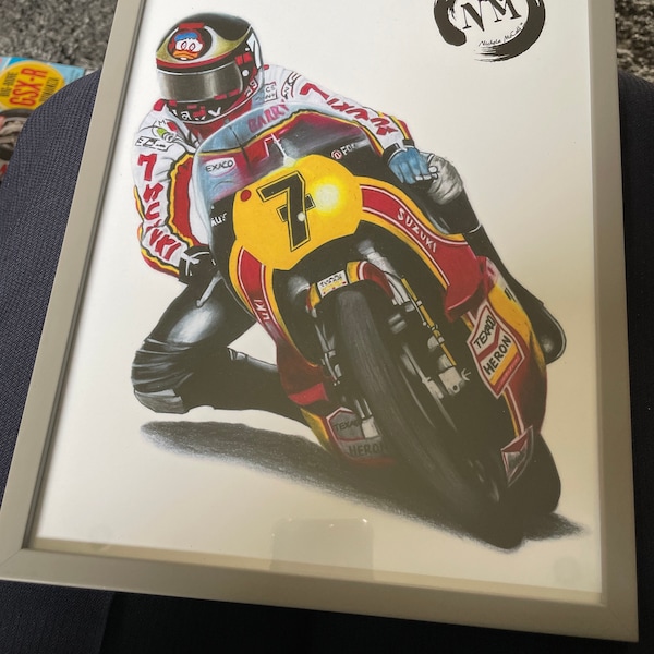 Barry Sheene Wall Art Painting, Motorbike Poster Print, Motorcycle ...