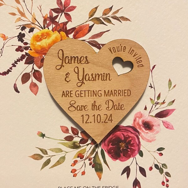 Rustic Save the Date Magnet With Cards, Autumn Fall Wedding Round Save ...