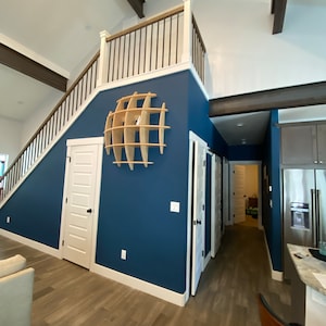 Wood Wall Shelf, Hanging Bookcase, Modern Sphere Book Display, Office ...