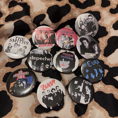 70's 80's Classic Rock Pinback Buttons, Guitar Band Hard Rock Vintage ...