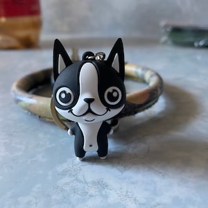 Boston Terrier Keychain, Boston Terrier Gift, Key Fob, Boston Terrier ...