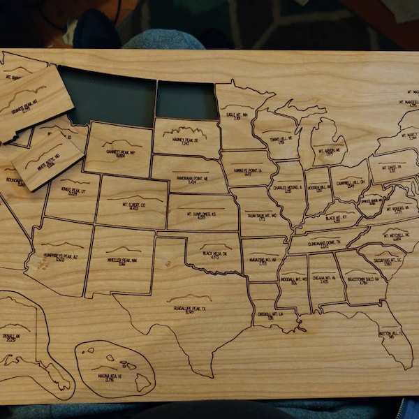 50 States USA High Pointing Bucket List Board | U.S. Road Trip ...