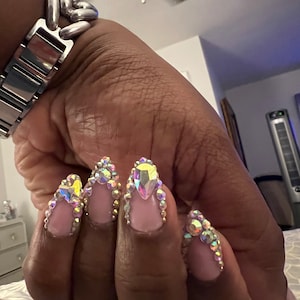 Pink Geode Nails 10 Piece Press on Nail Set Geode Crystal Nails - Etsy