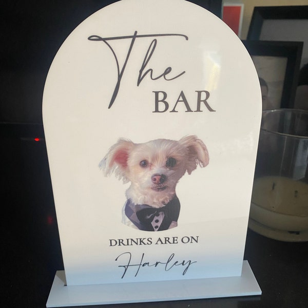 Pets Open Bar Acrylic Bar Sign | Acrylic Arched Bar Menu | Modern Event ...