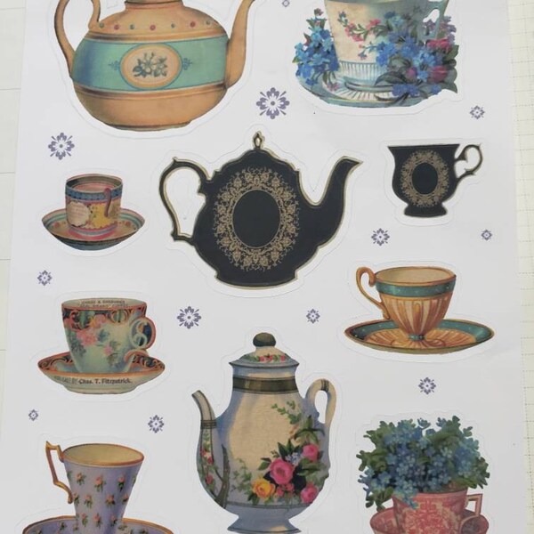 Teapot Stickers Sheet | Bujo Stickers, Teacup Planner Sticker, Bullet ...