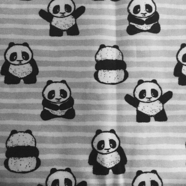 Panda Fabric - Little Pandas on Stripes || Pandamonium by ...